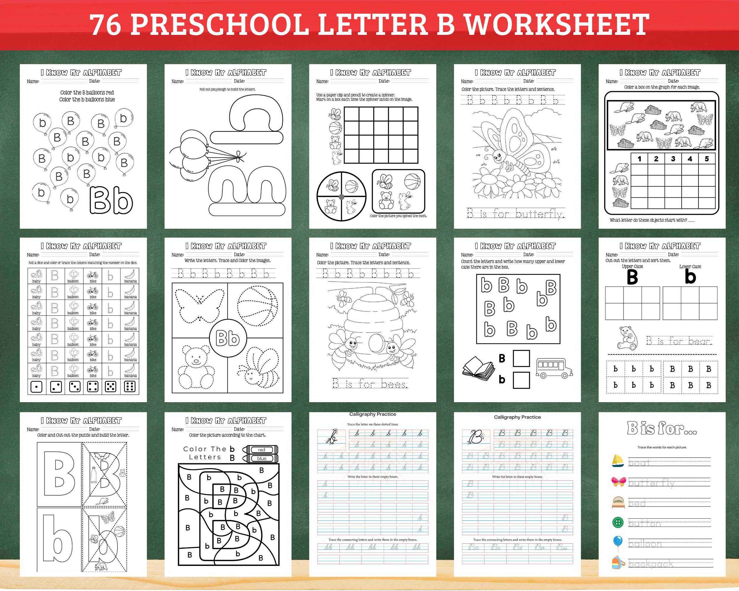 Preschool Letter B Worksheet: Tracing & Recognition Activity Printable ...