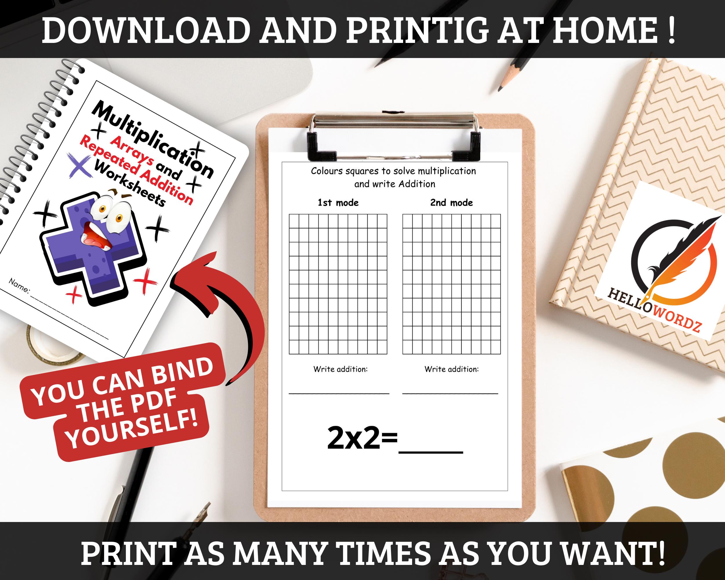 Multiplication Arrays Worksheets: Coloring Math Practice (printable Pdf ...