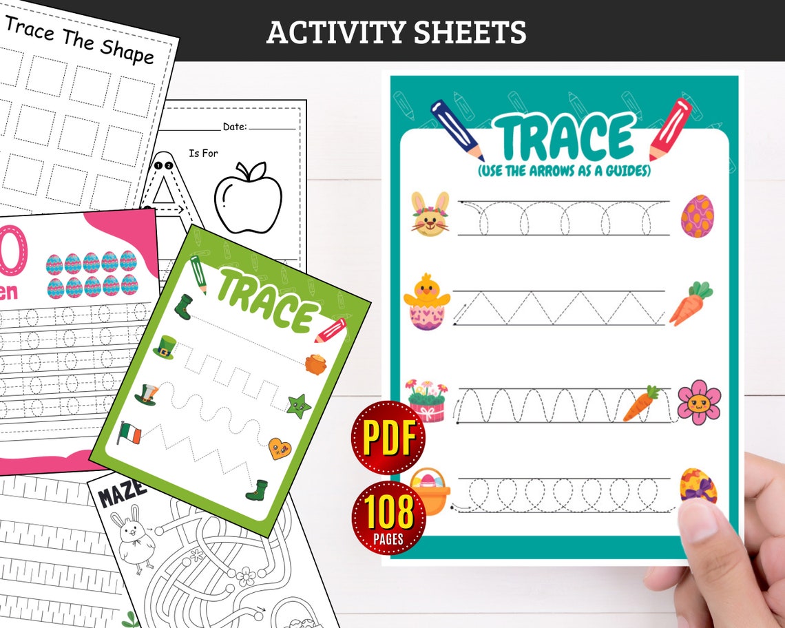 Tracing Worksheets Printable Pen Control Line Trace Shape Learning ...