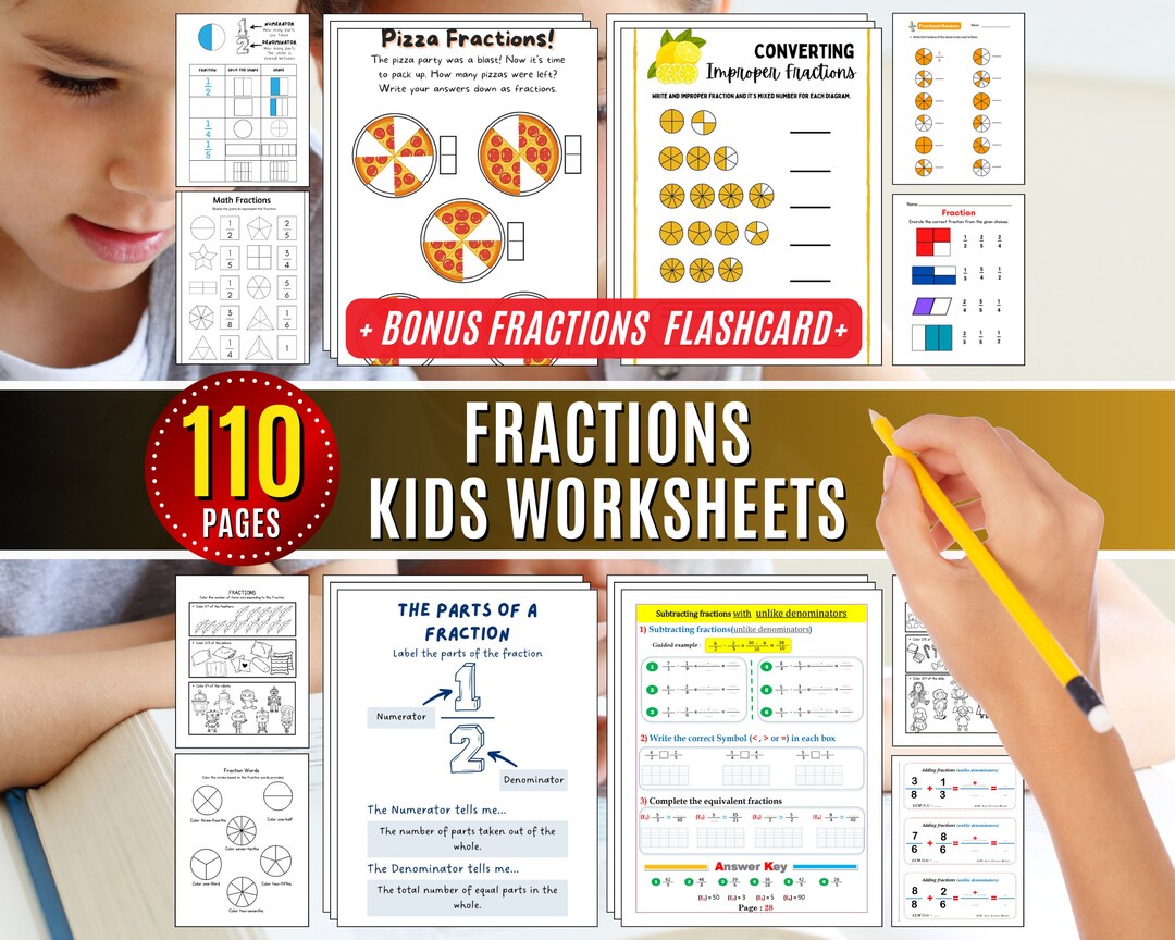 Math Fractions & Decimals Worksheet: 3rd-4th Grade Learning (PDF) - Etsy