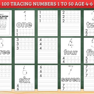 Number Tracing Worksheet 1 50 Learning Number Writing Practice 1 to 20 ...
