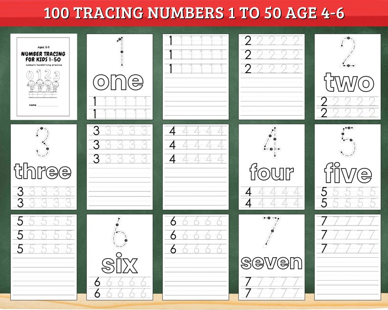 Number Tracing Worksheet 1 50 Learning Number Writing Practice 1 to 20 ...