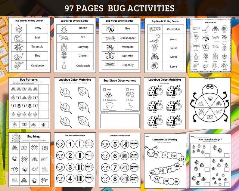 Bug Activity Printable Worksheet Learning Preschool Crafts Insect ...