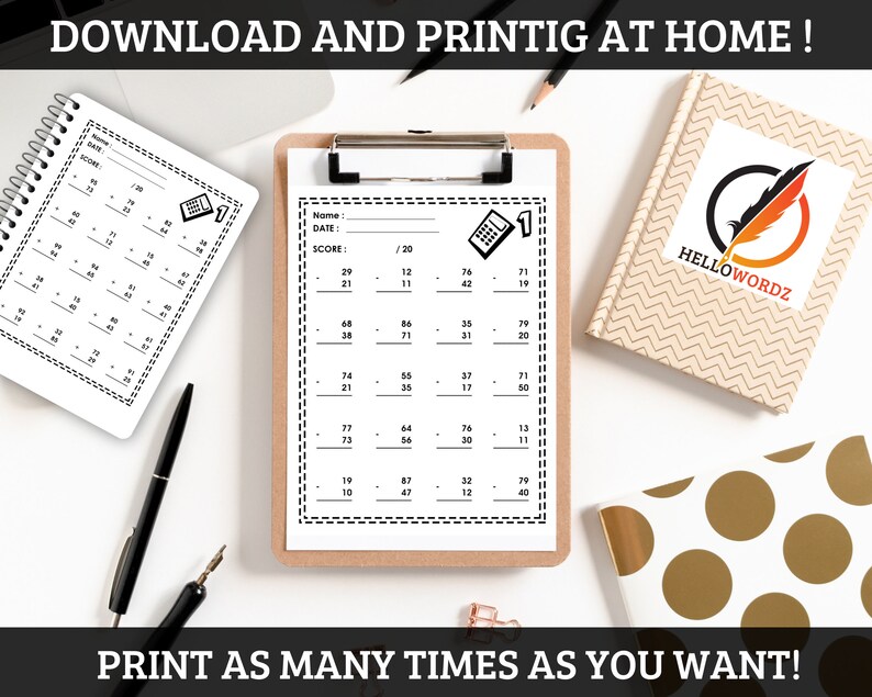 99 Addition and Subtraction Worksheets 2 Digit Printable Math ...