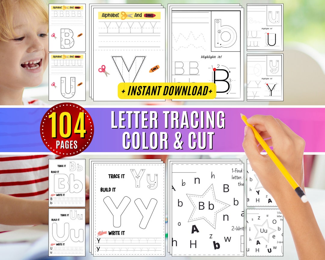 Letter Tracing Worksheets Coloring Abc Writing Craft Alphabet Learning ...