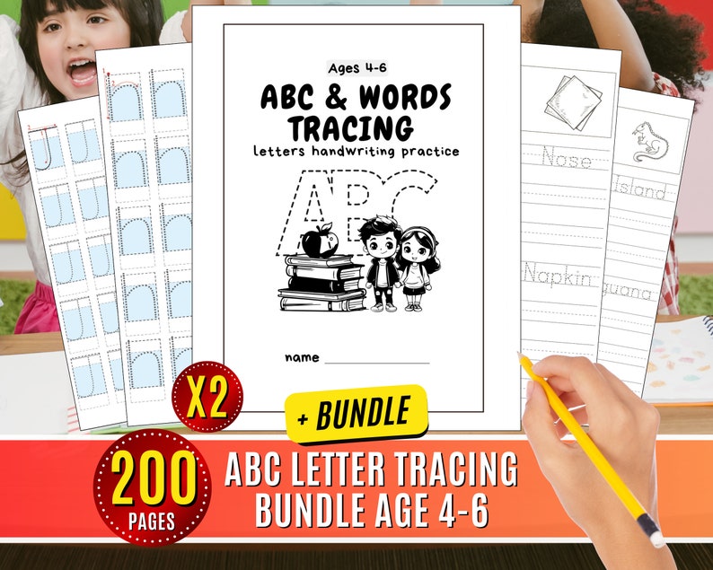 Tracing Letters Worksheets Bundle Traceable Alphabet Writing Practice ...