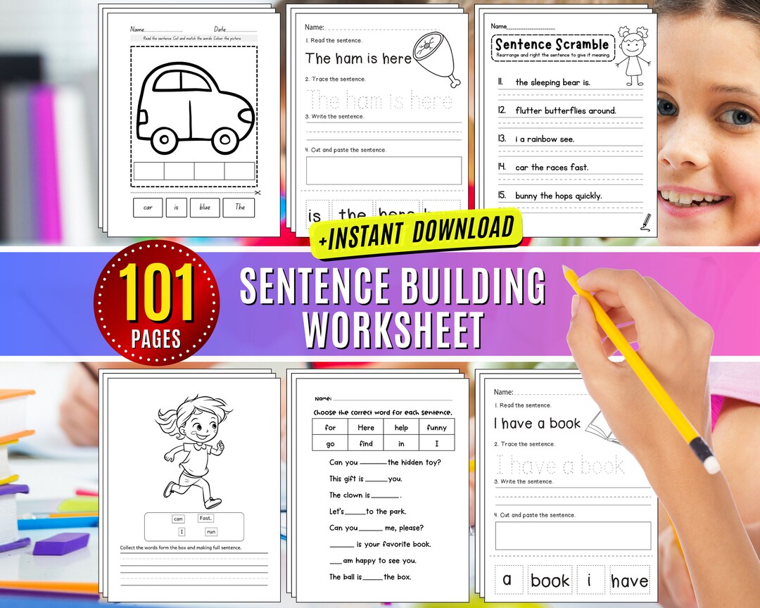 Sentence Building Worksheets Structure Scramble Read and Write Sentence ...
