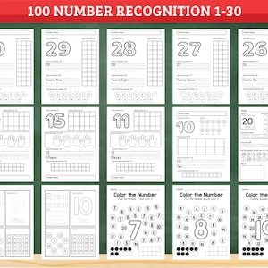 Number 1 to 30 Recognition Learning to Count and Color Worksheet 1 to ...