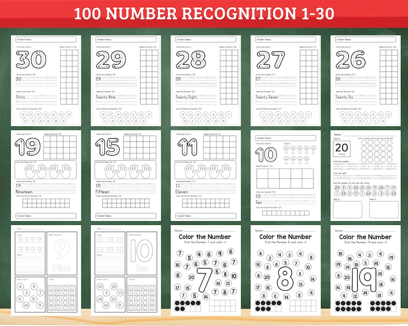 Number 1 to 30 Recognition Learning to Count and Color Worksheet 1 to ...