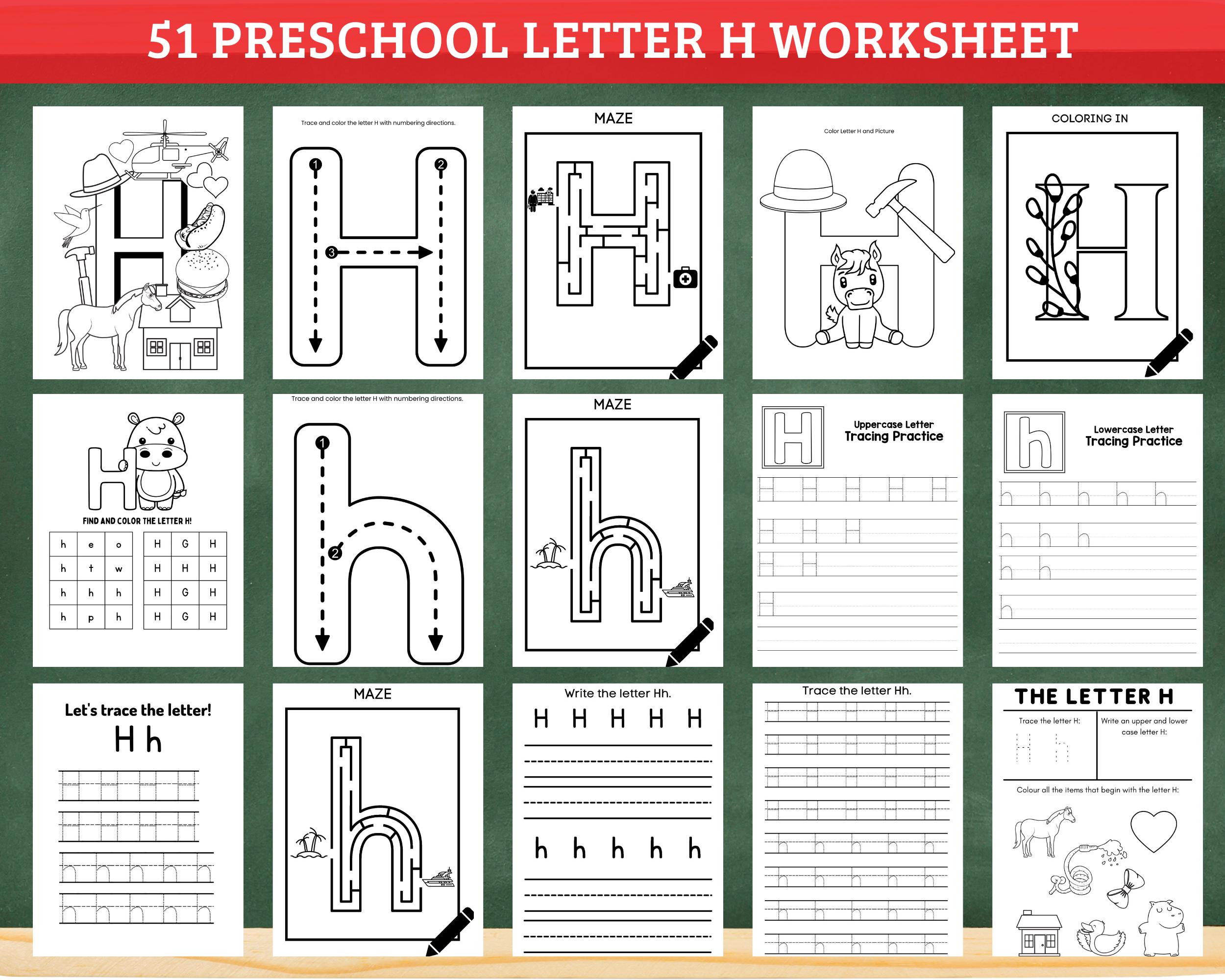 Preschool Letter H Worksheet Printables Letters of Week Pre-k Activity ...