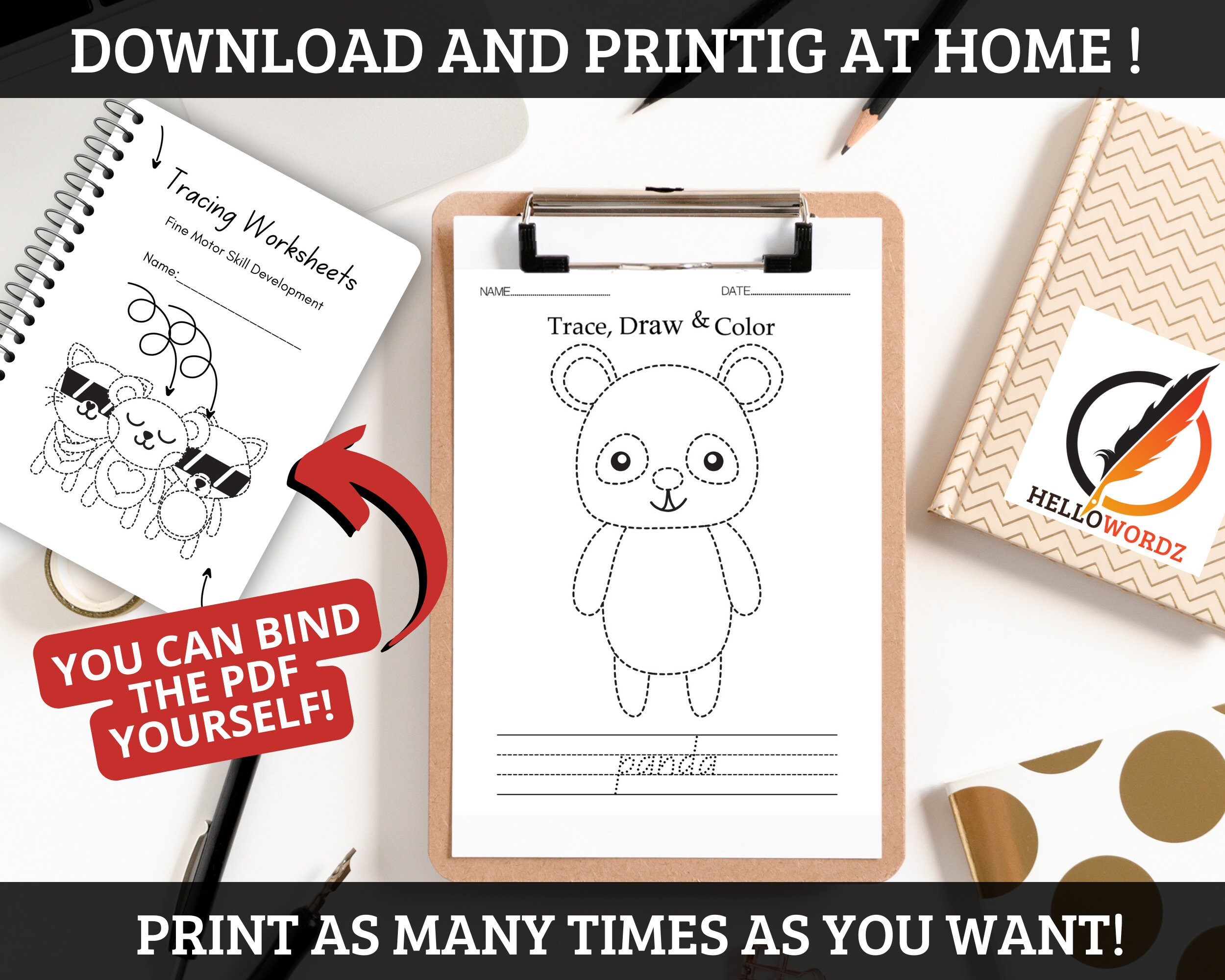 Tracing Worksheets for Kids Printable Pen Control Trace and Color Book ...