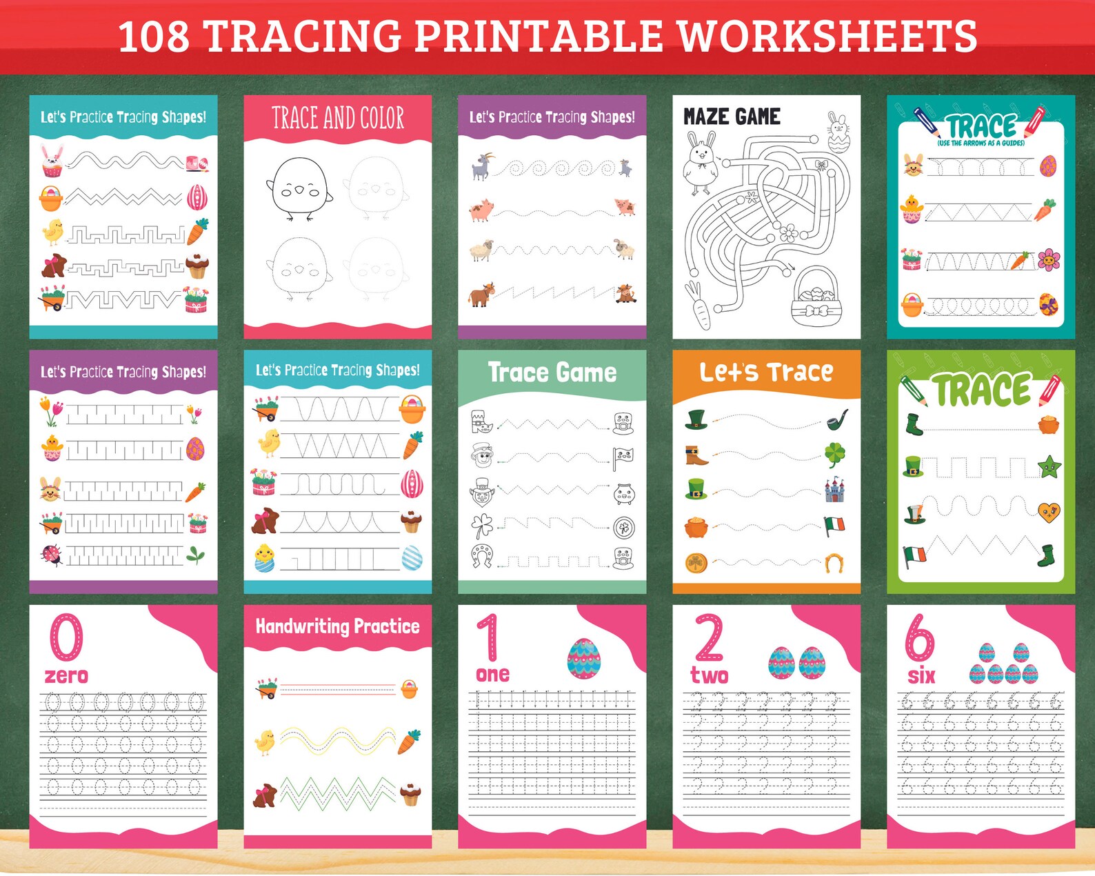 Tracing Worksheets Printable Pen Control Line Trace Shape Learning ...