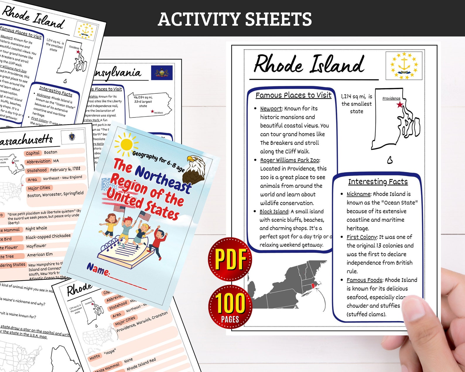 Geography United States Northeast Worksheets Teaching Study Activity ...