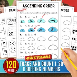 Counting to 20 Ordering Numbers Learn to Count 1-20 Worksheet Math ...