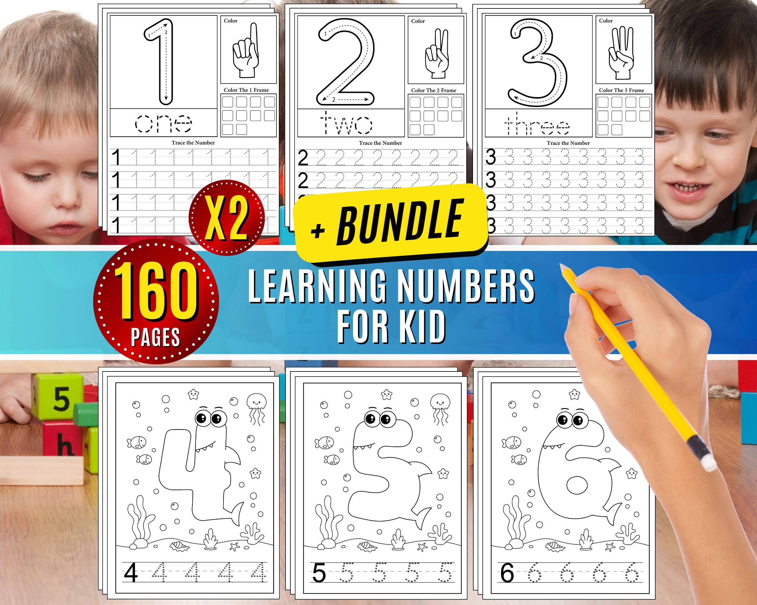 Bundle Worksheets Learning Numbers for Kids Tracing Number Printables ...