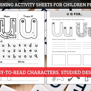 Letter U Worksheets Preschool Letters of Week Pre-k Activity Tracing ...