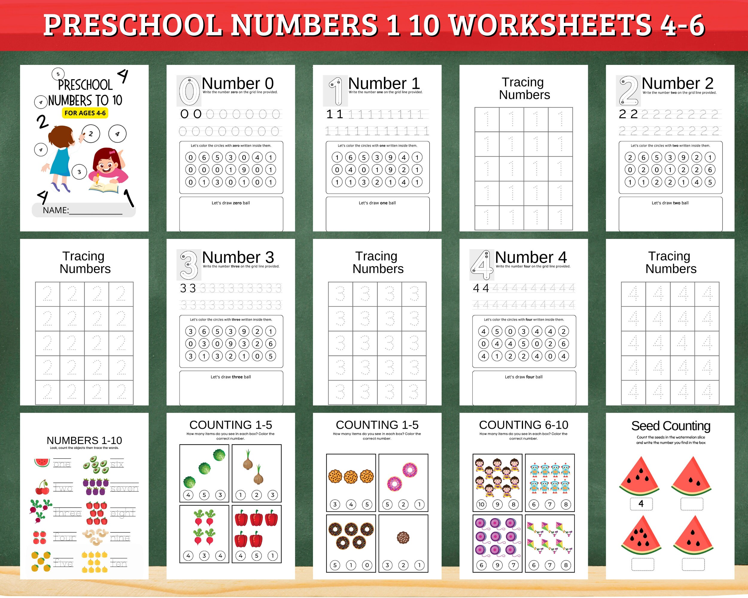 Preschool Numbers 1-10 Worksheets: Tracing, Writing, Recognition (PDF ...