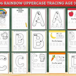 Tracing Letters Digital Worksheets Uppercase Lettering Guide Abc ...