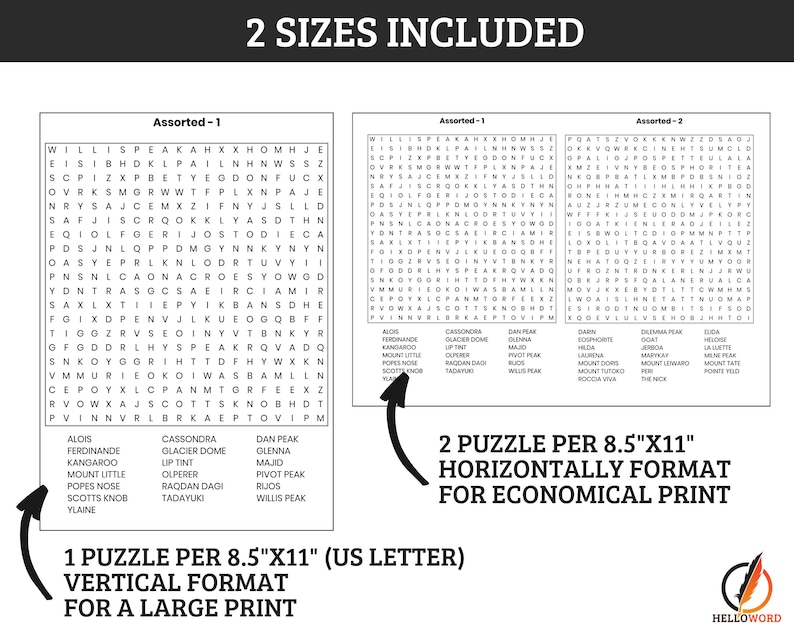 110 Printable Advanced Word Search Puzzle Game for Adults, Animals ...