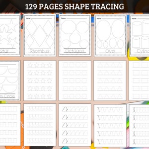 Tracing Worksheet Preschool Activity Shape Basic Learning Geometric ...