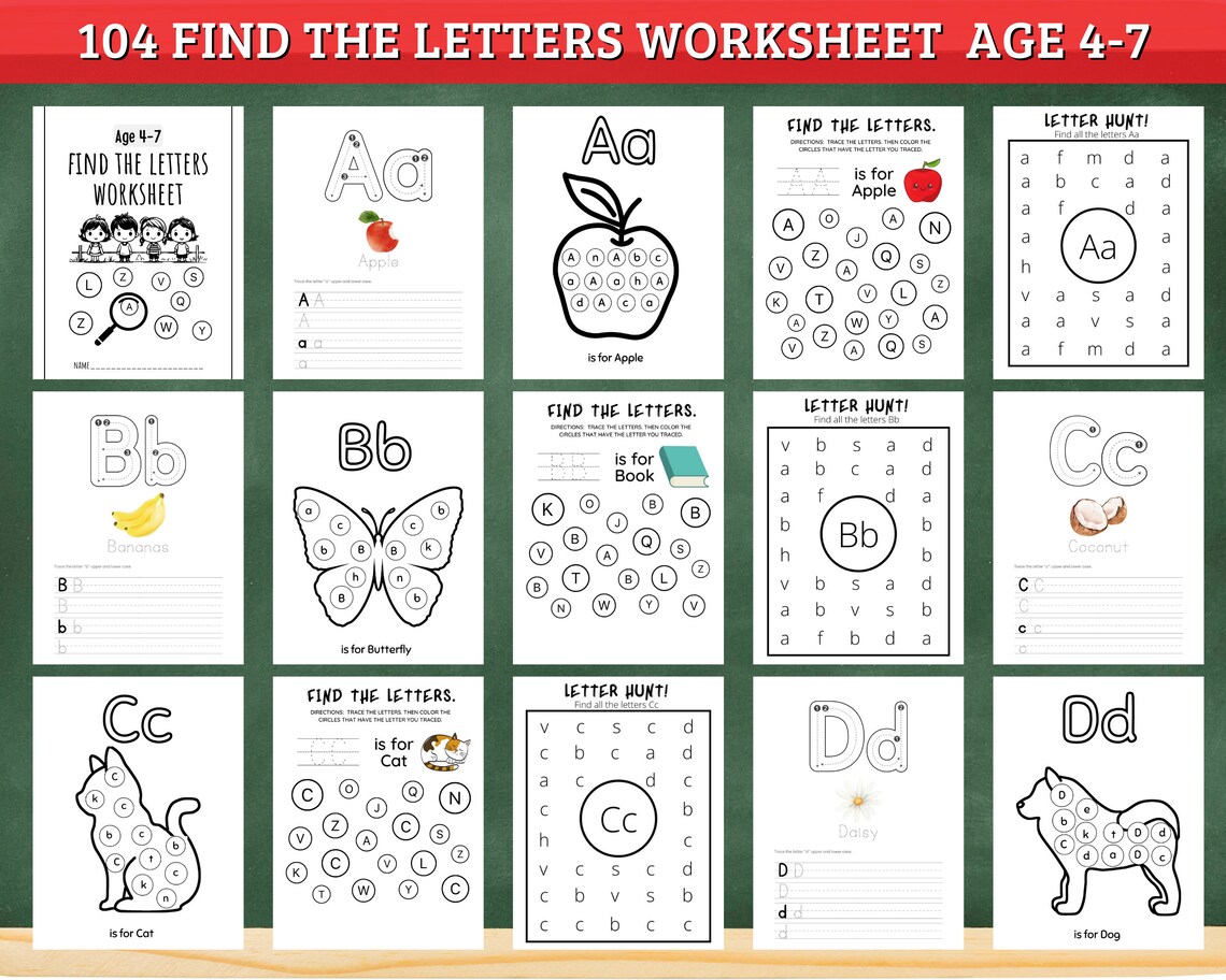 Find the Letters Hunt Worksheets, Find and Dab Alphabet ABC Printable A ...