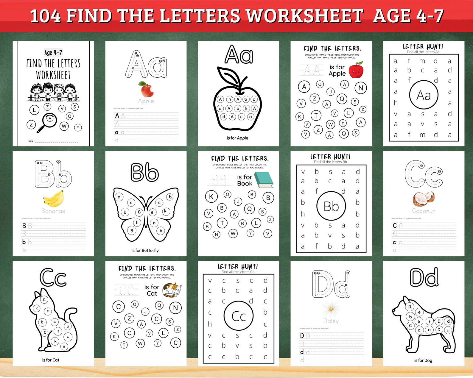 Find the Letters Hunt Worksheets, Find and Dab Alphabet ABC Printable A ...