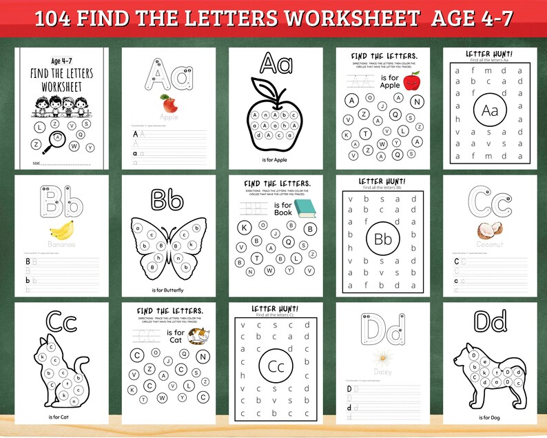 Find the Letters Hunt Worksheets, Find and Dab Alphabet ABC Printable A ...