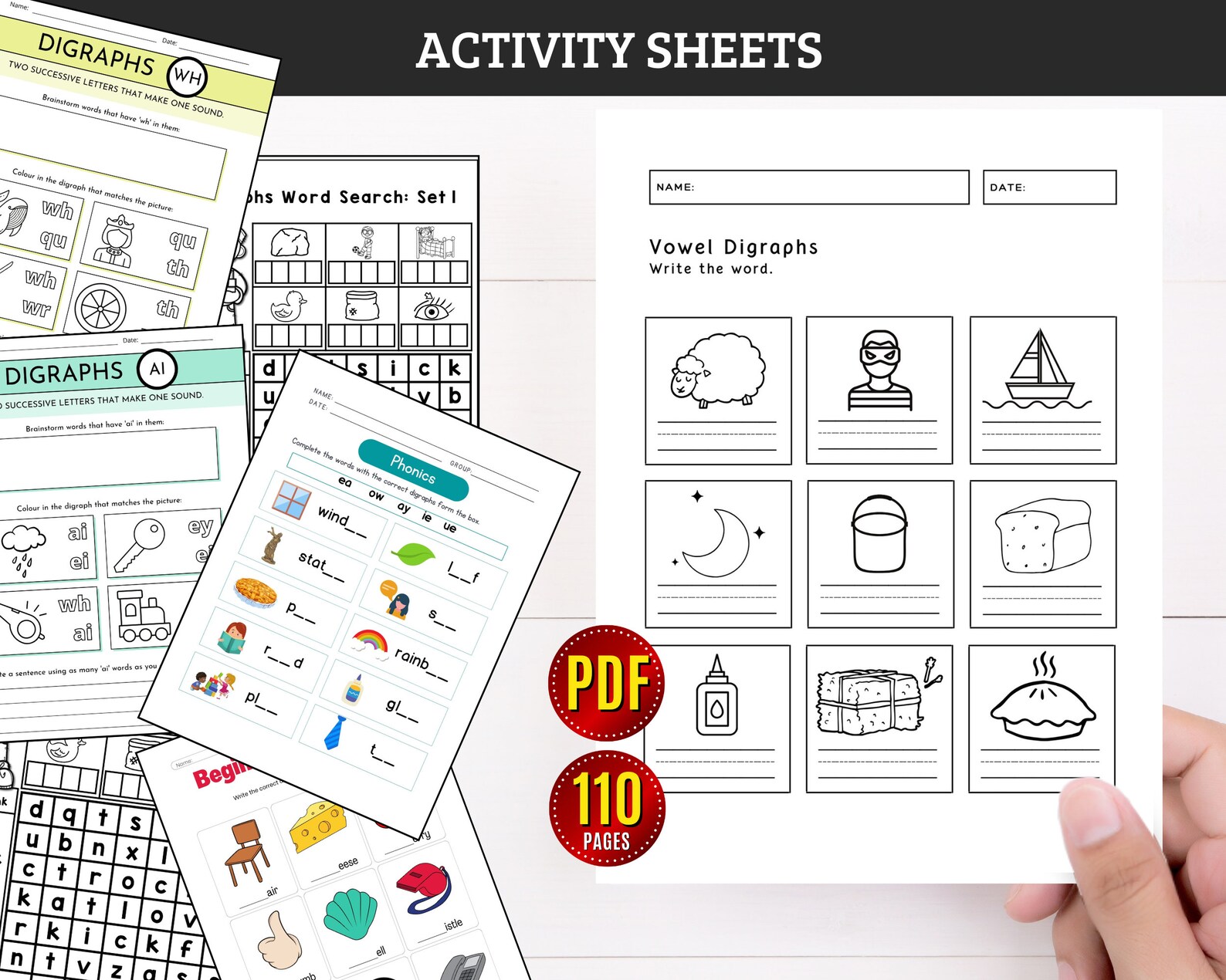 Digraphs Worksheets Beginning Phonics Activity Blends, Sh Ch Th ...