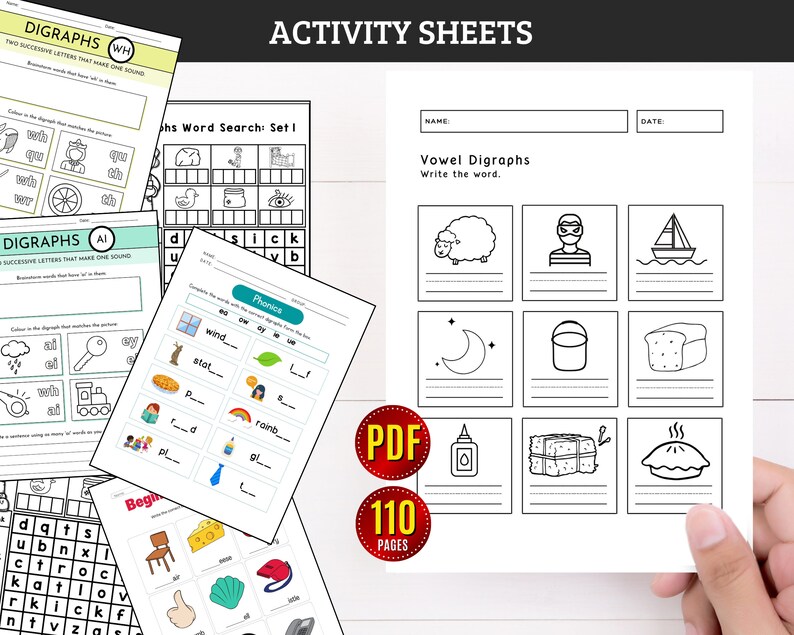 Digraphs Worksheets Beginning Phonics Activity Blends, Sh Ch Th ...