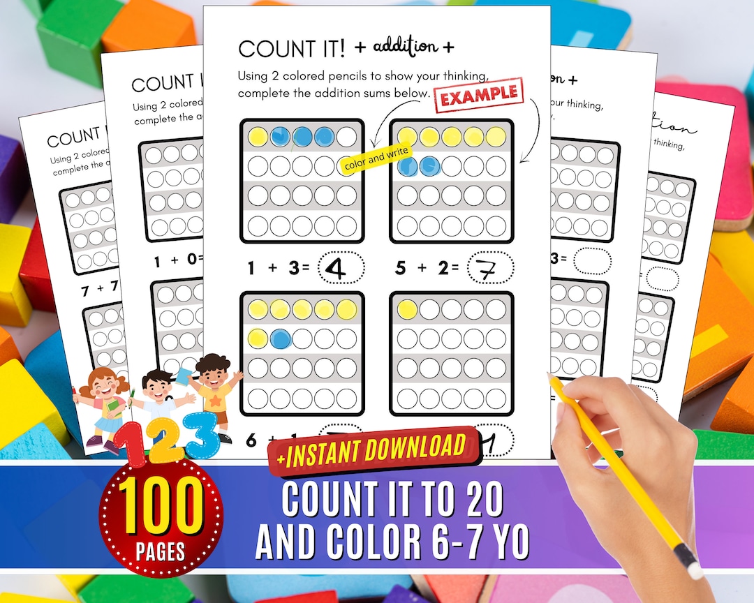 Addition to 20 Worksheets: Ten Frame Math Practice (printable PDF) - Etsy