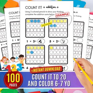 Addition to 20 Worksheets: Ten Frame Math Practice (printable PDF) - Etsy