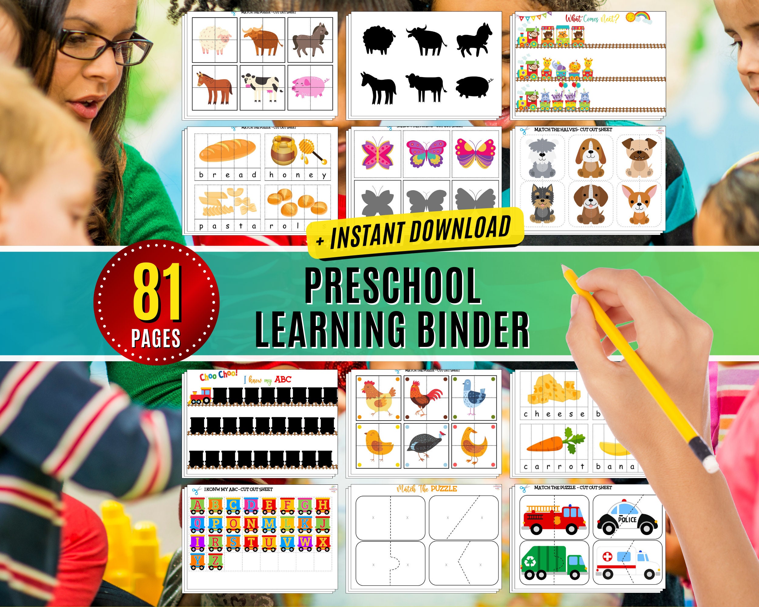 Preschool Learning Binder Printable Worksheets Educational Quiet Book ...