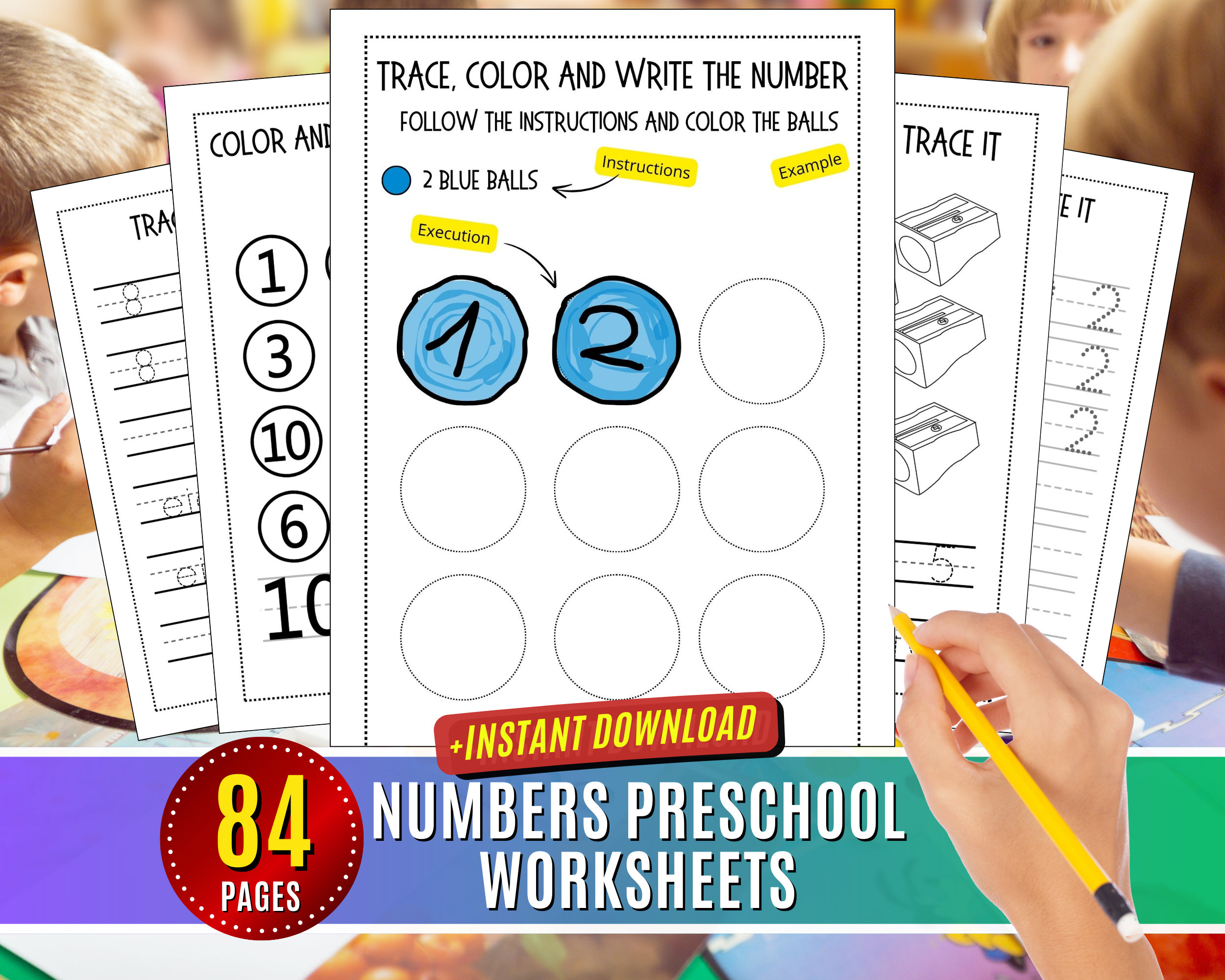 Number Worksheets Preschool Counting Printables Tracing Number 1-10 ...