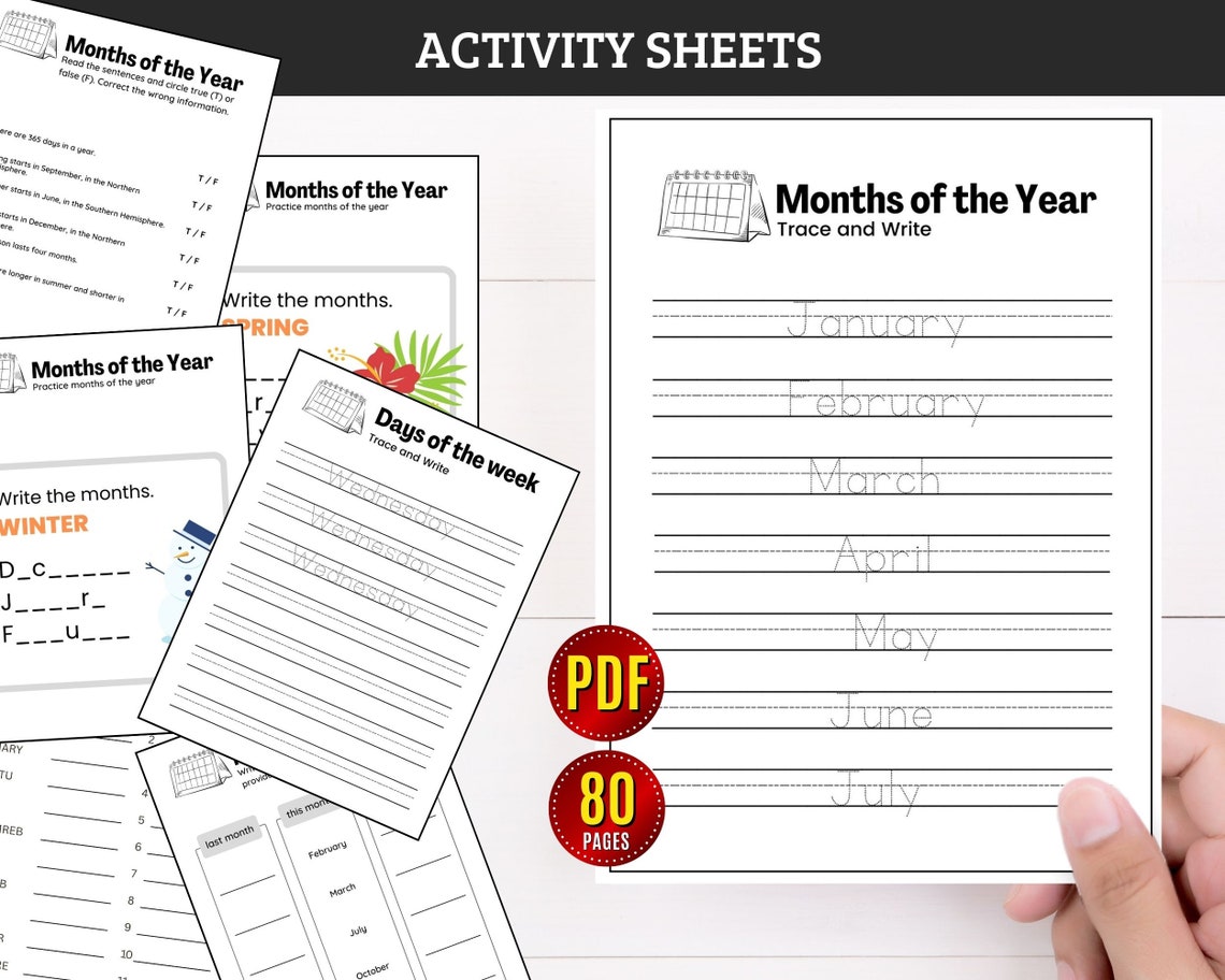 Months of the Year Worksheets Learning Tracing Printable, Months of the ...