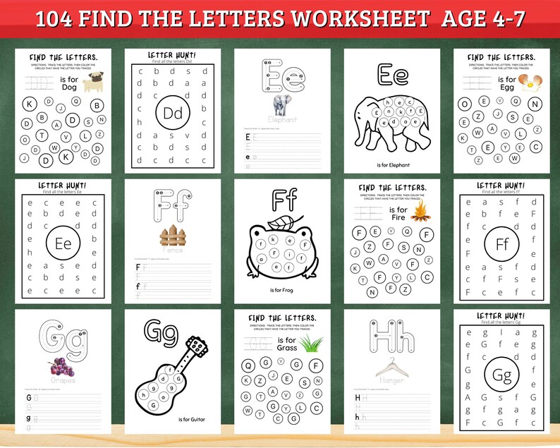 Find the Letters Hunt Worksheets, Find and Dab Alphabet ABC Printable A ...