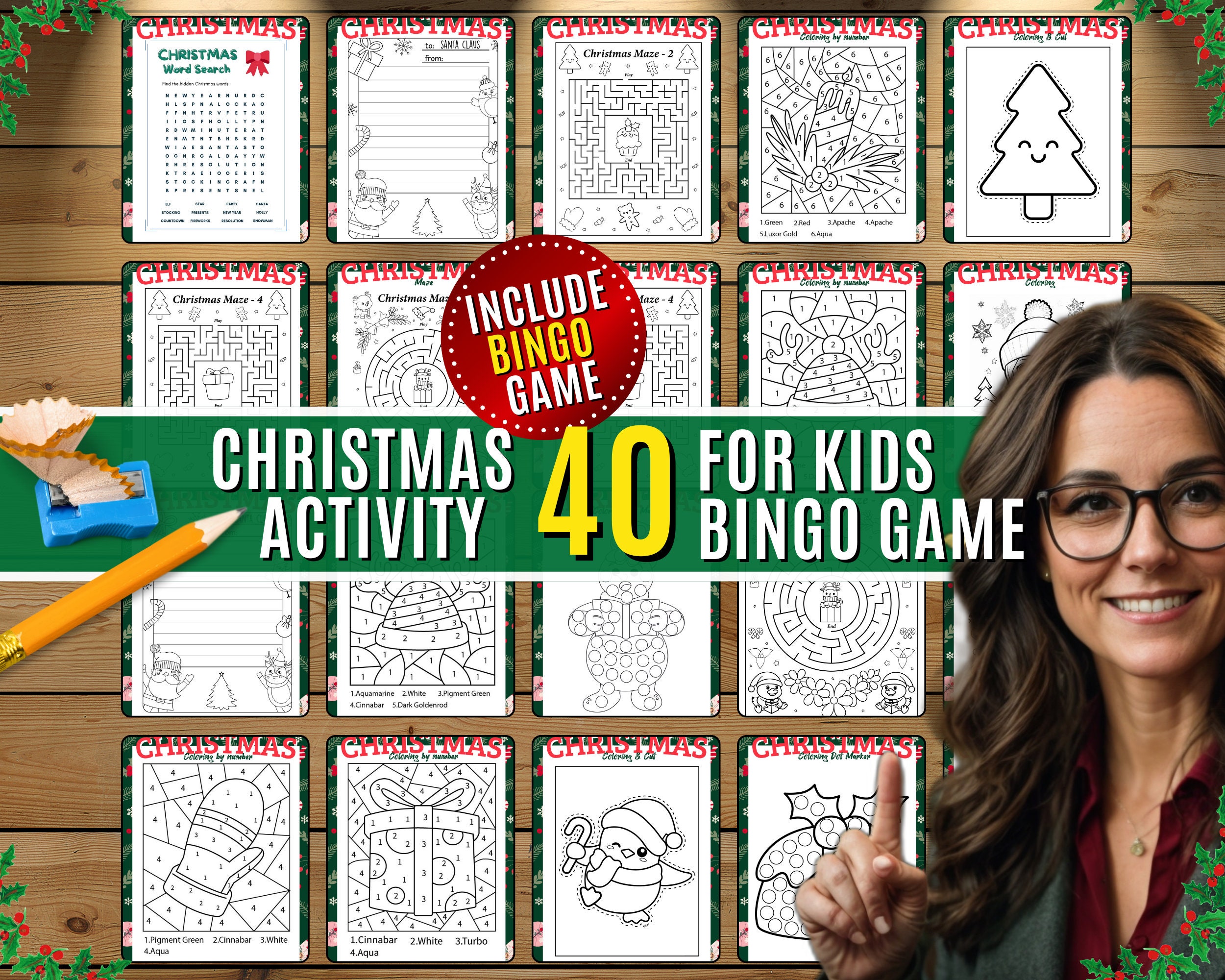 40 Activities Christmas Pages Printable Game Bundle for Kids ...