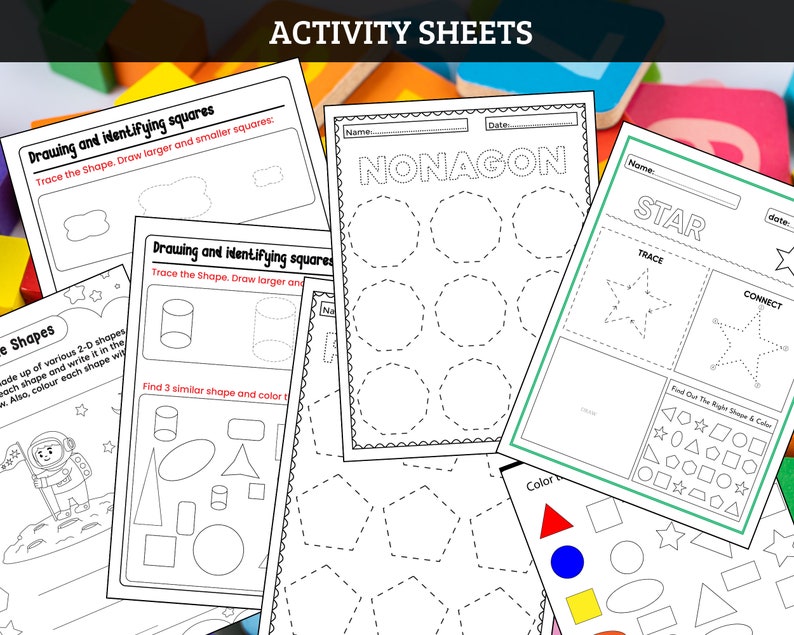 Preschool Worksheets Shapes: Tracing, Drawing, Coloring & Matching ...