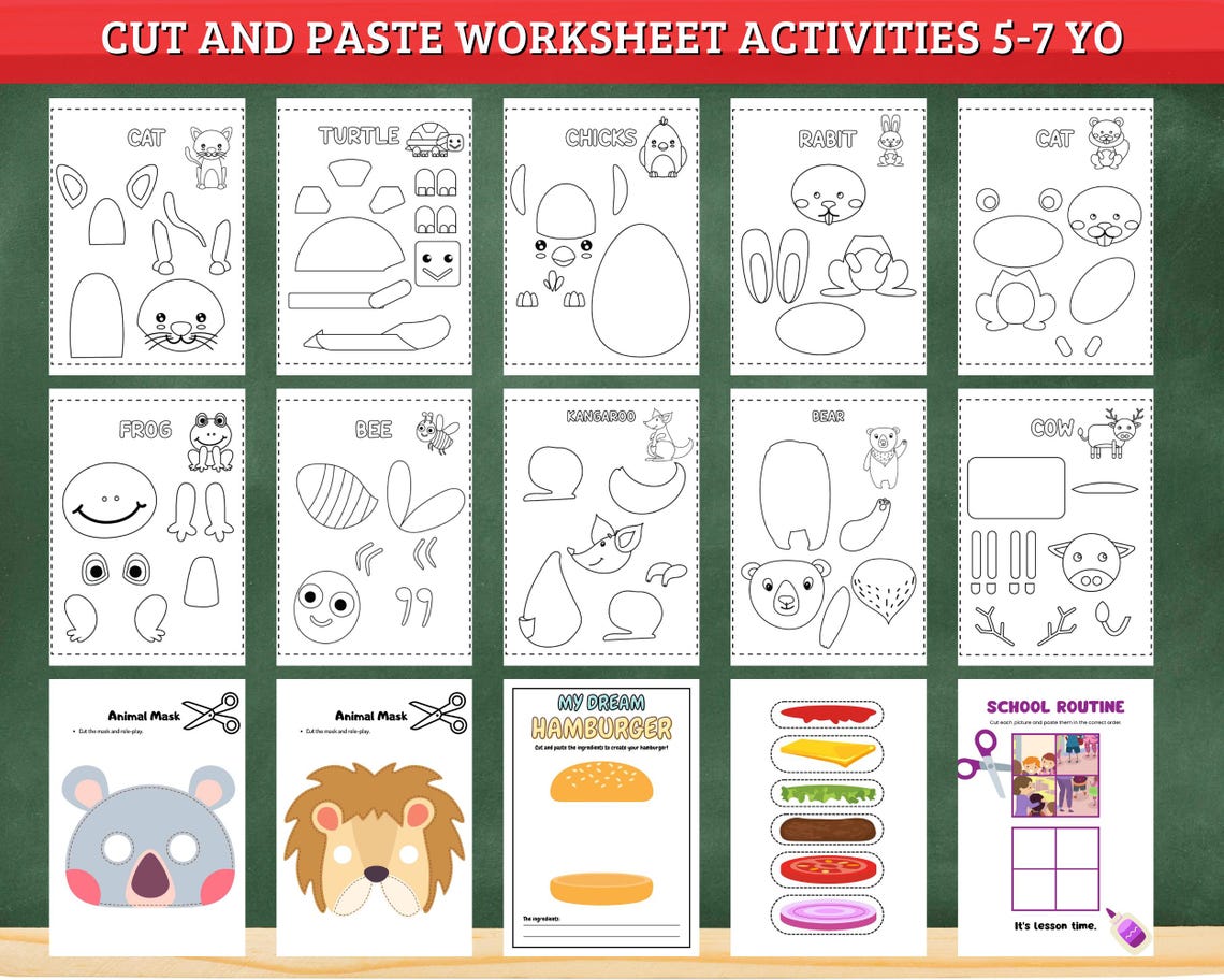Cut and Paste Worksheet Activities Practice Sheets Cut and Glue ...
