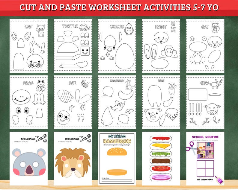 Cut and Paste Worksheet Activities Practice Sheets Cut and Glue ...