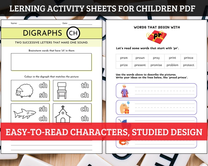 Digraphs Worksheets Beginning Phonics Activity Blends, Sh Ch Th ...