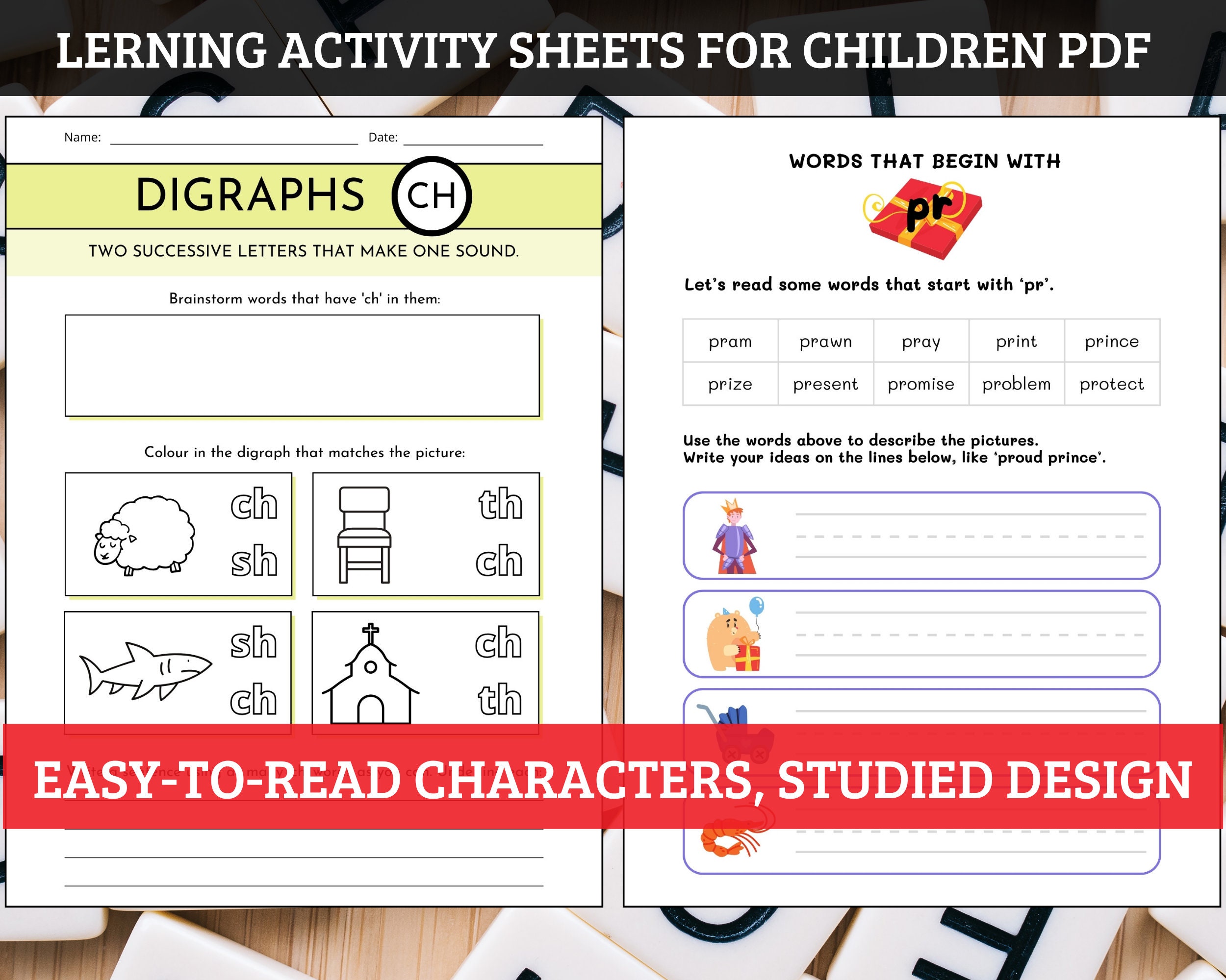 Digraphs Worksheets Beginning Phonics Activity Blends, Sh Ch Th ...