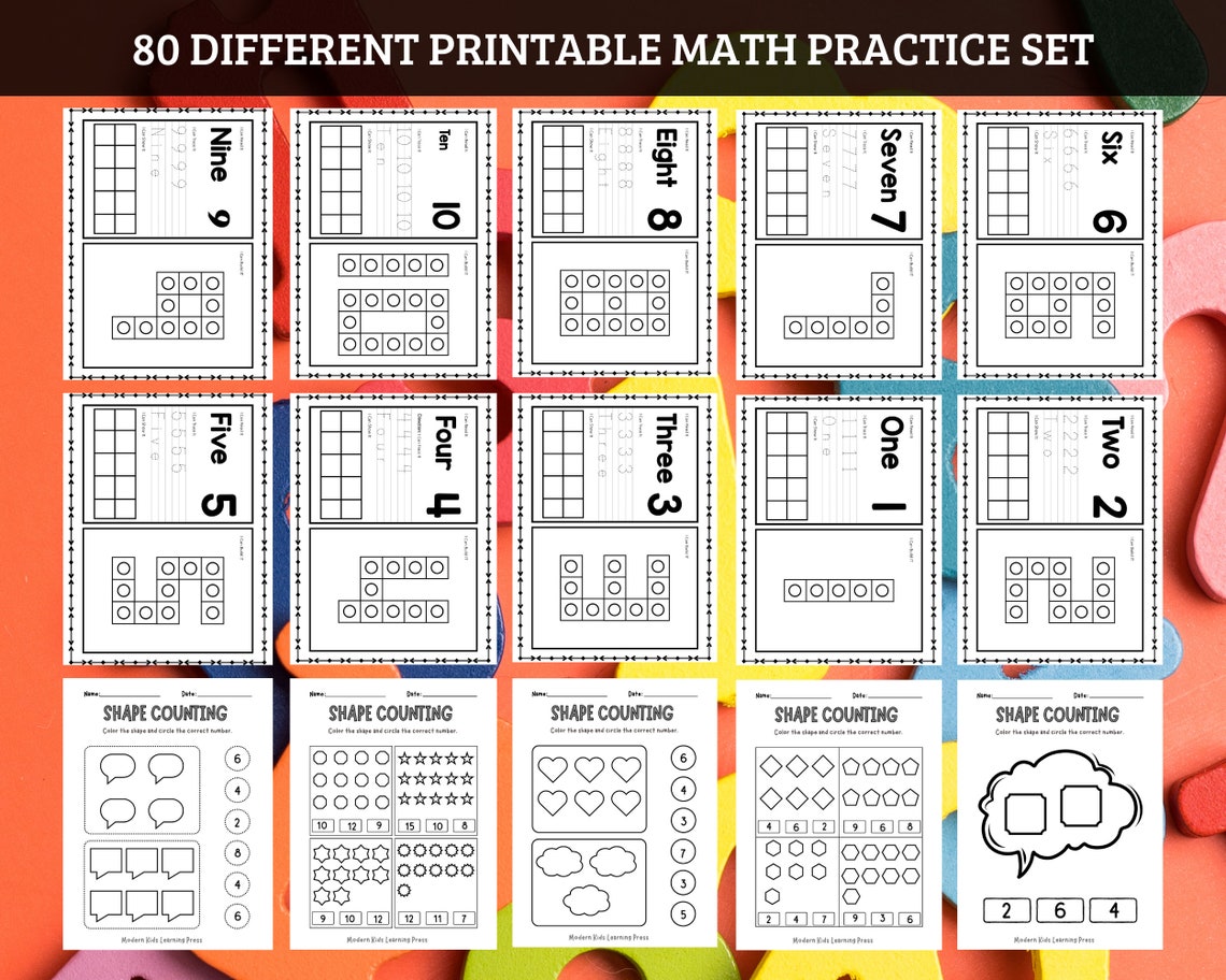 Kindergarten Number Worksheets Preschool Math Game Printables, Practice ...