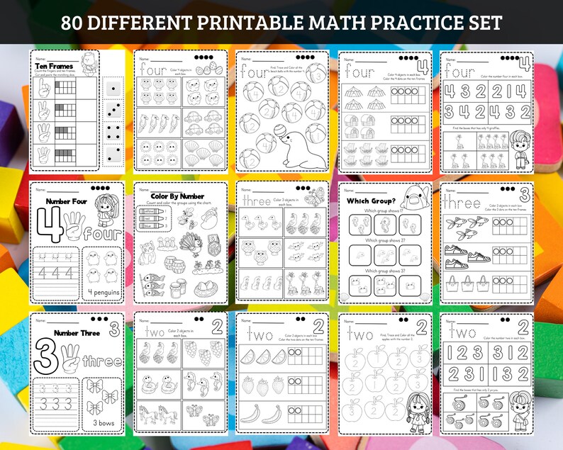 Kindergarten Math Worksheets Number Practice Printables Counting ...