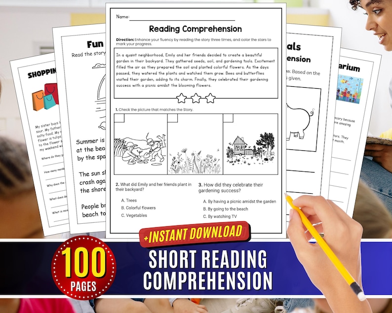 Reading Comprehension Worksheets Activities Passages Practice Beginning ...