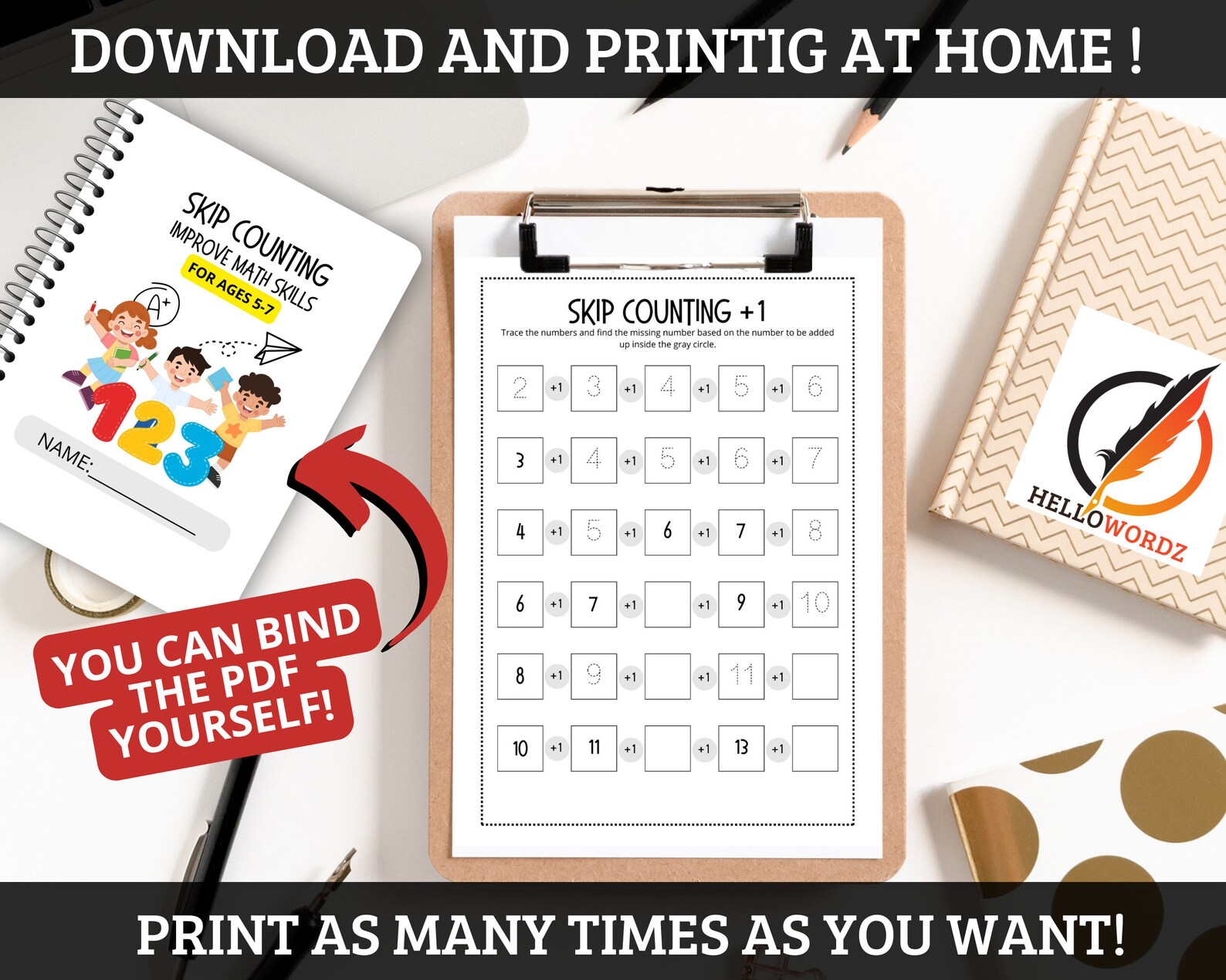 Skip Counting Worksheet Math Printable Activity for Kindergarten ...
