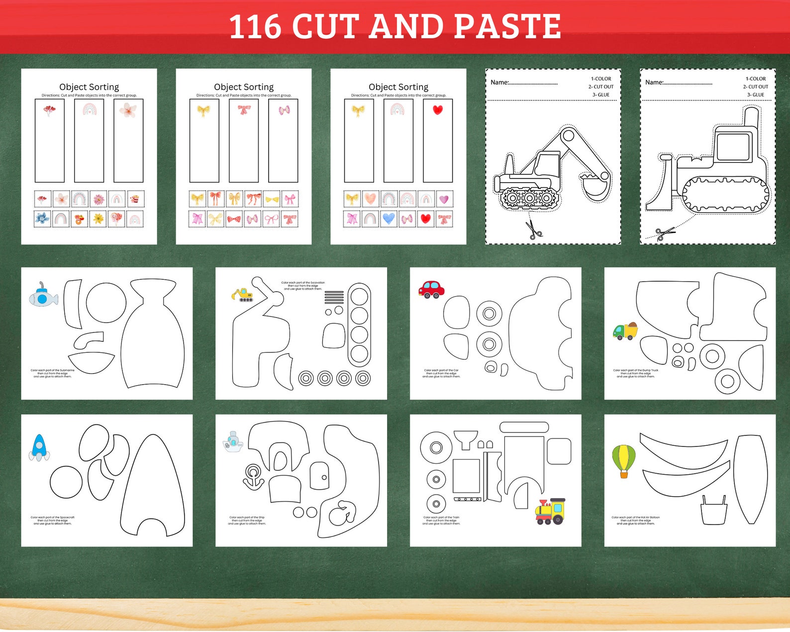 Cut and Paste Activities Practice Sheets Cut and Glue Activity Scissors ...