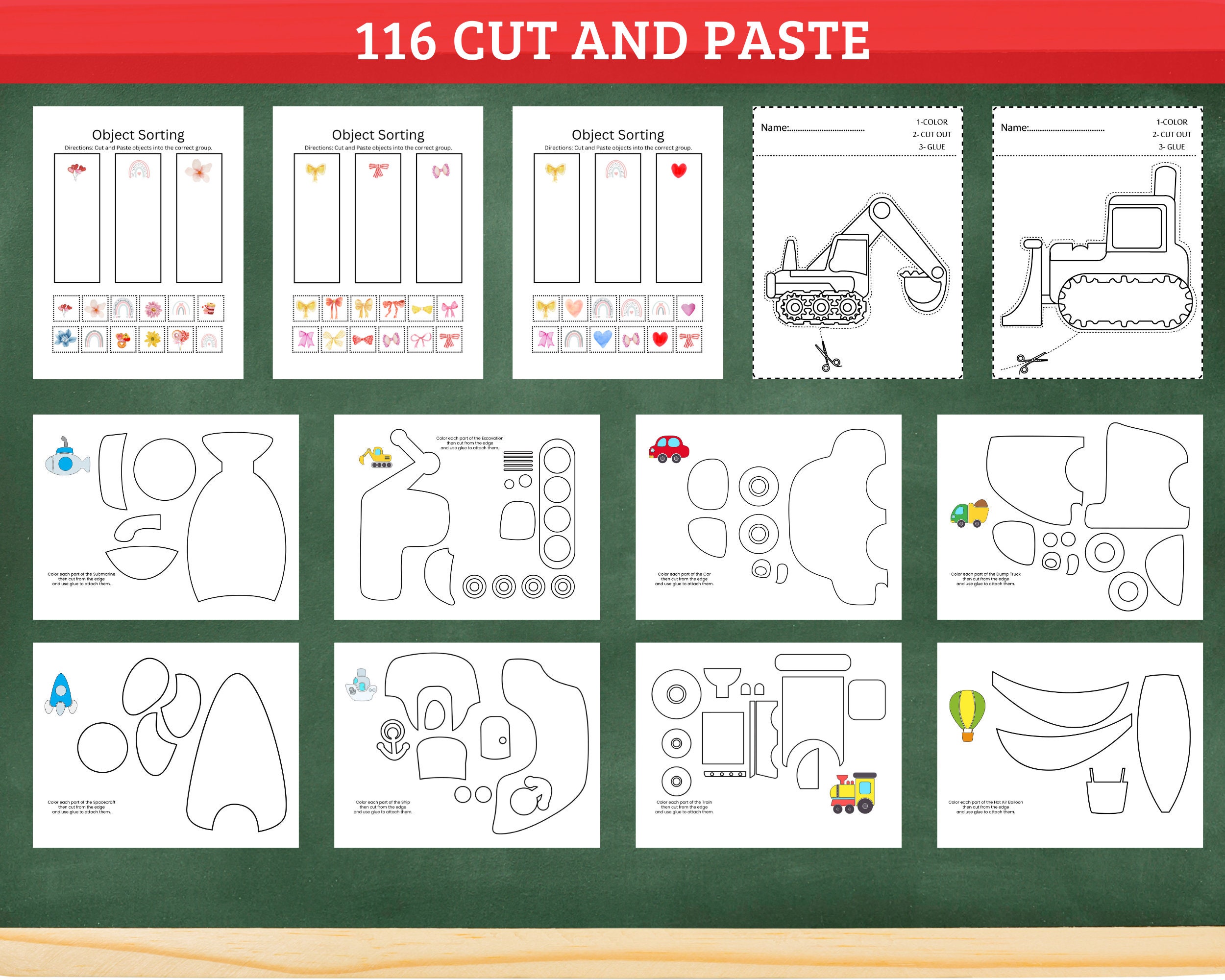 Cut and Paste Activities Practice Sheets Cut and Glue Activity Scissors ...