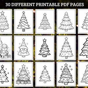 Christmas Tree Coloring Page Sheet for Kids Printable, Set Children ...
