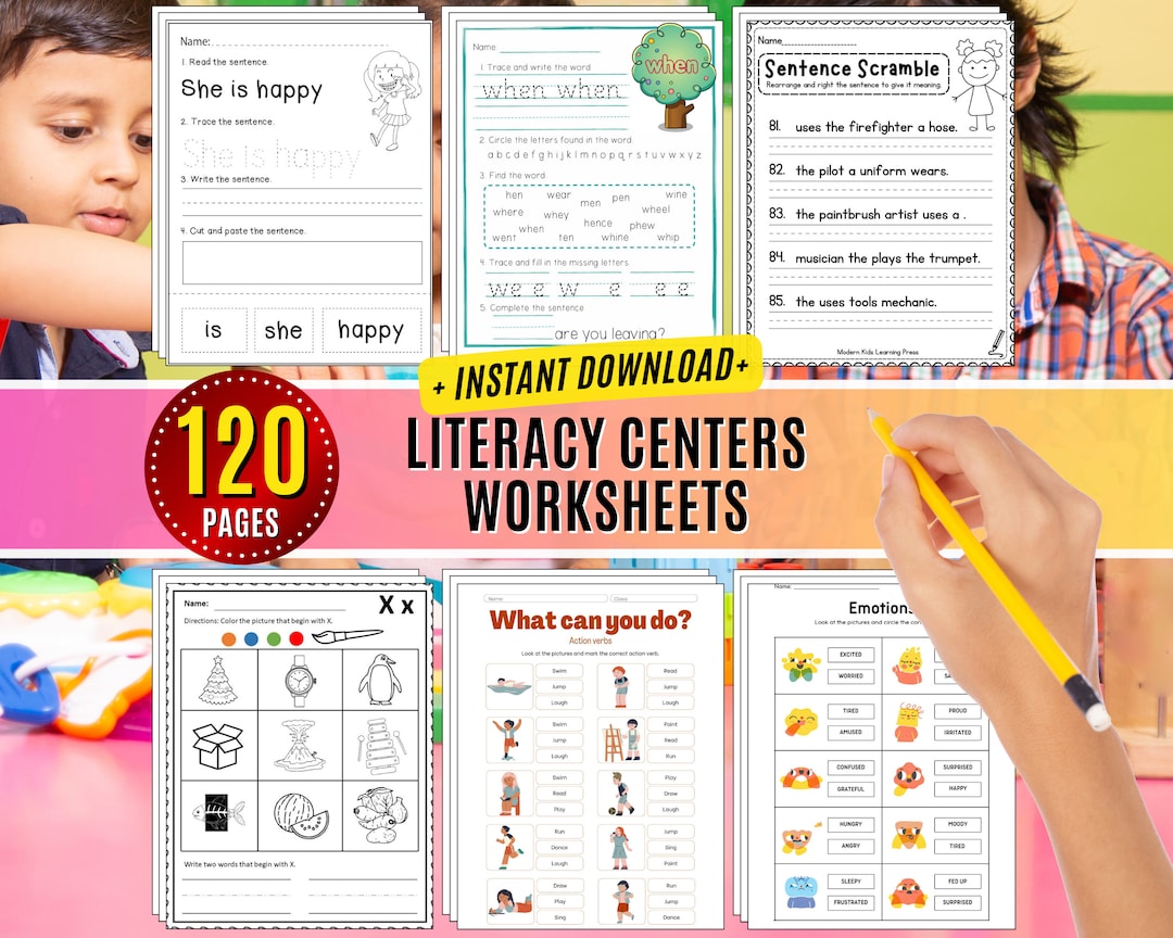 Literacy Activities for Kindergarten Worksheets Activities Sentence ...