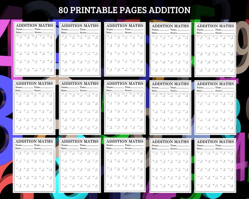 Basic Addition Worksheet Printables, Kindergarten Practice Single Digit ...